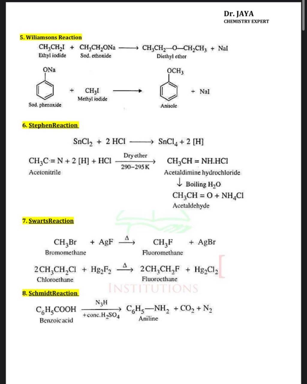 Dr. JAYACHEMISTRY EXPERT5. Wiliamsons Reaction Ethyl iodide CH3 CH2 I