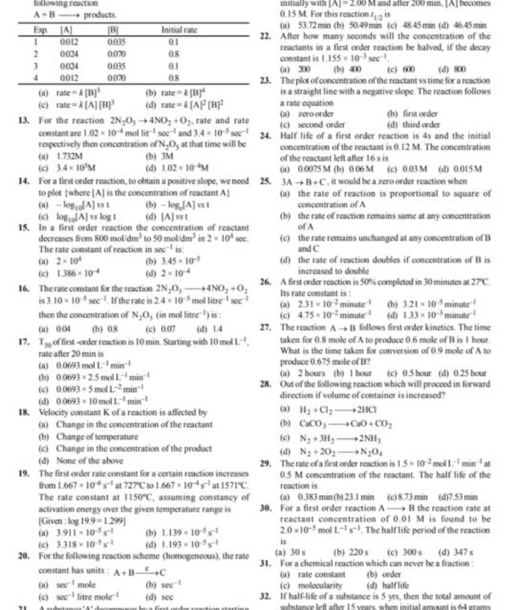 A first order reaction is 50% completed in 30 minutes at 27∘C Its rate co..