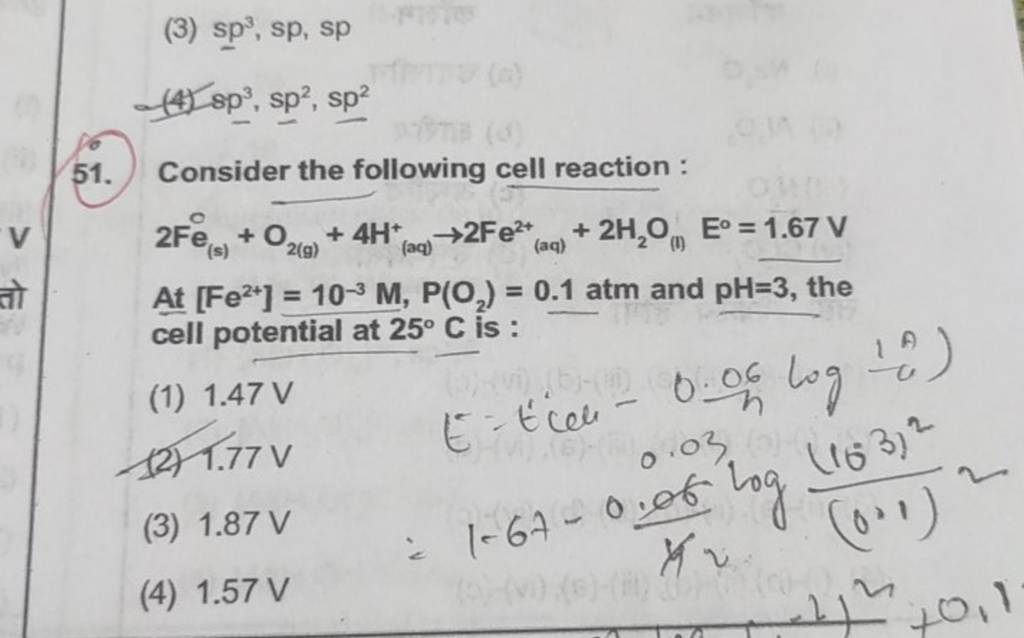 (3) sp3,sp,sp(4) sp3,sp2,sp251. Consider the following cell reaction:2..