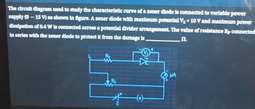 The crent dilagram weed to study the characteritite curve of a zener dlod..