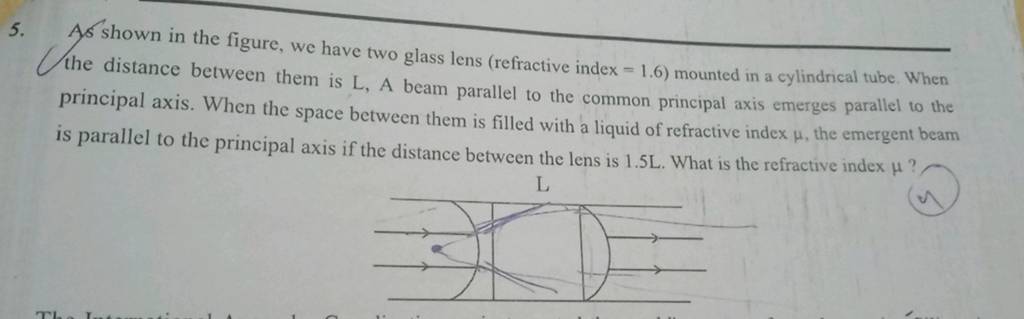 5. Af shown in the figure, we have two glass lens (refractive index =1.6
