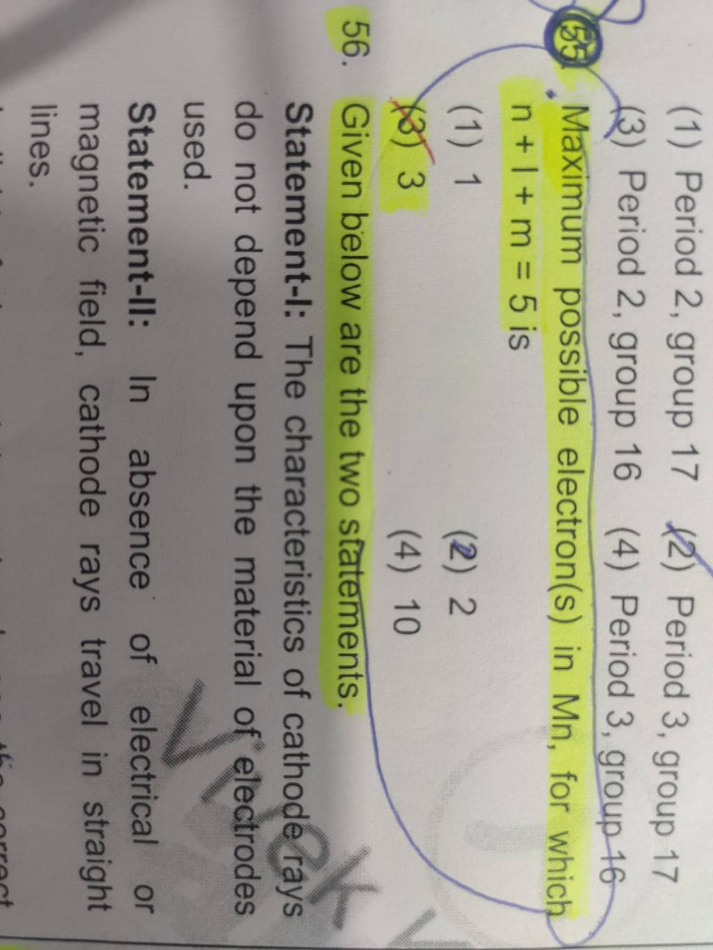 (1) Period 2, group 17(2) Period 3, group 17(3) Period 2, group 16(4)