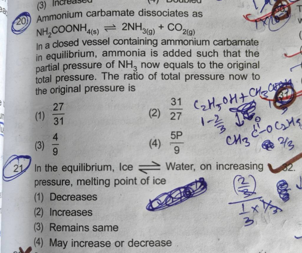 \mathrm{C}{2} \mathrm{H}{5} \mathrm{OH}+\mathrm{CH}_{3} Water, on increas..