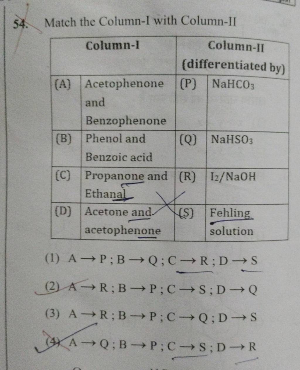 Match the Column-I with Column-II Column-I\begin{tabular{c} Column-II(dif..