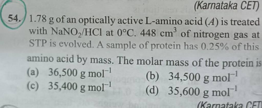 (Karnataka CET) 1.78 g of an optically active L -amino \operatorname{acid..