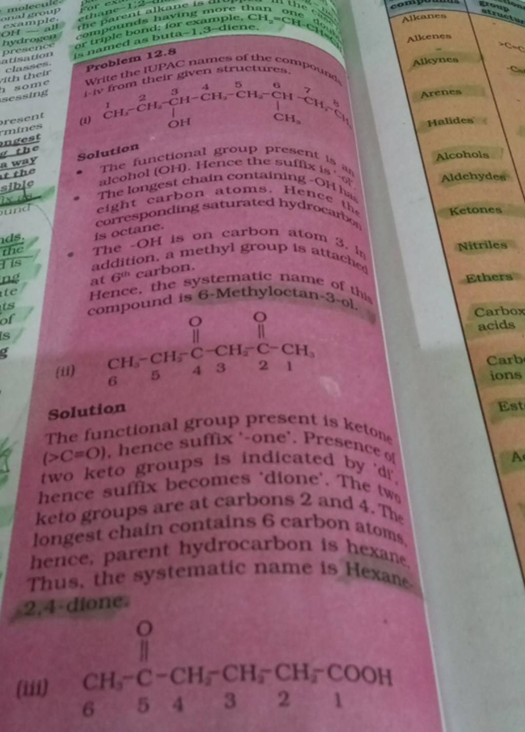 moleculeonal groupexample.COH allhydrogenpresenceatisationclasses...
