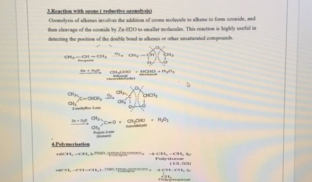 3. Reaction with ozone (reductive ozonolysis)Ozonolysis of alkenes invo..