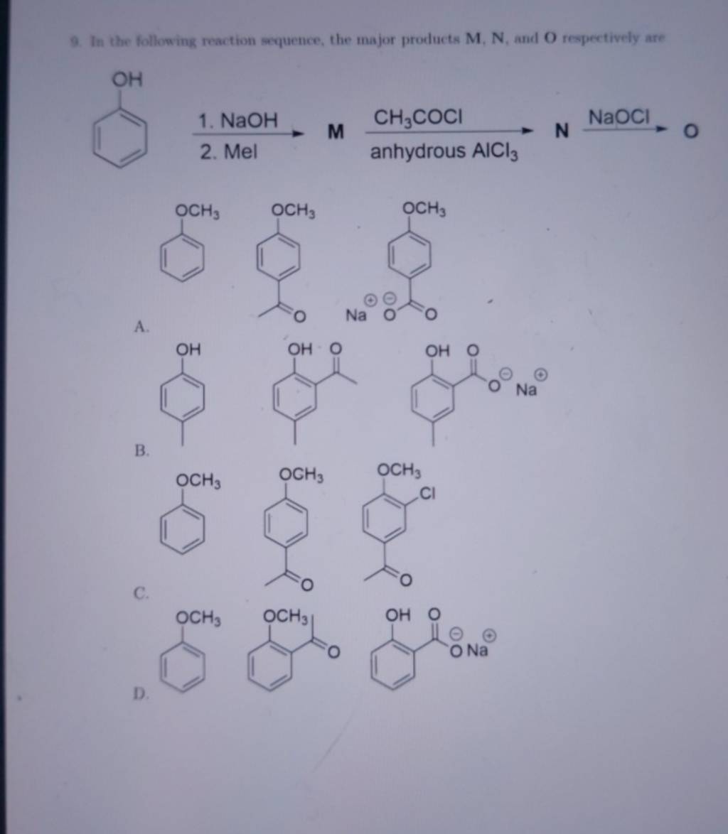 In the following reaction sequence, the major products \mathbf{M}, \mathb..