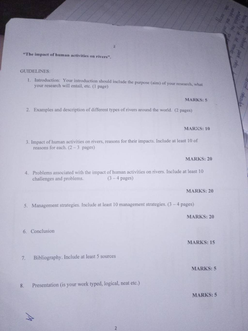 "The impact of human activities on rivers".GUIDELINES:1. Introduction:..