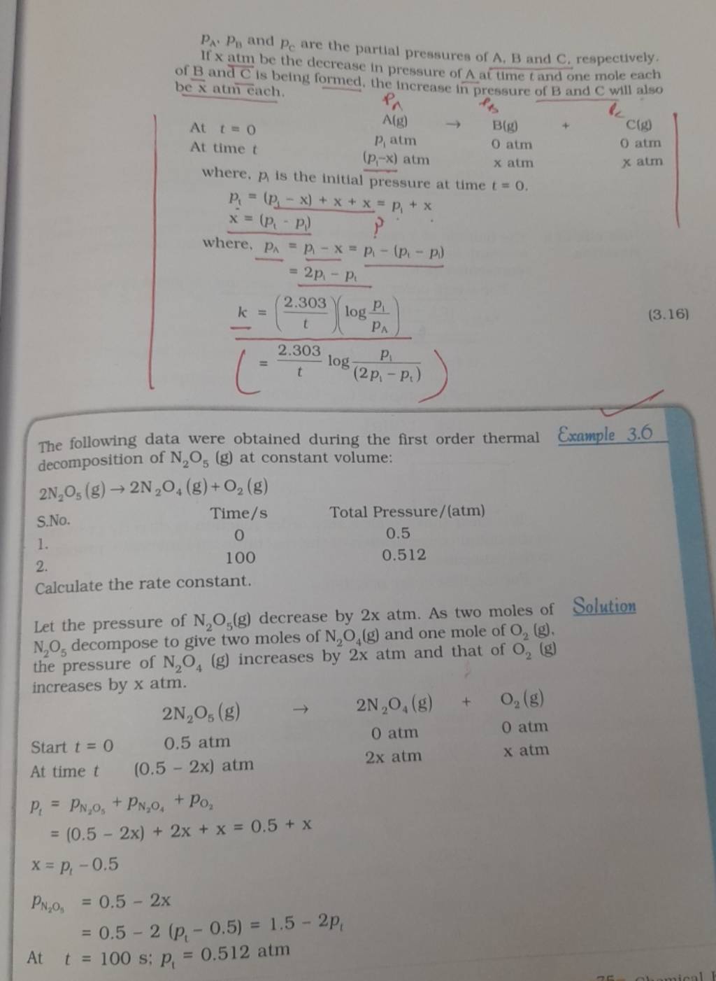 PA P and Pe are the partial pressures of A, B and C. respectively. If x a..