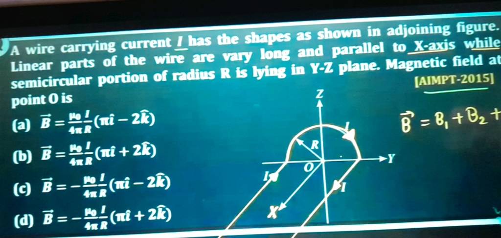 A wire carrying current I has the shapes as shown in adjoining figure. Li..