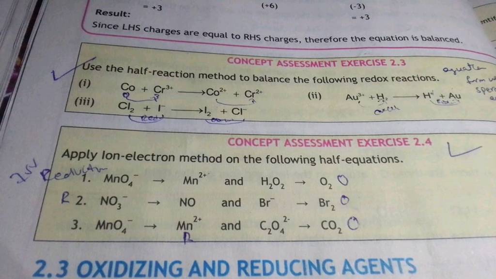 า Result: (+6) (-3) = +3 Since LHS charges are equal to RHS charges, ther..