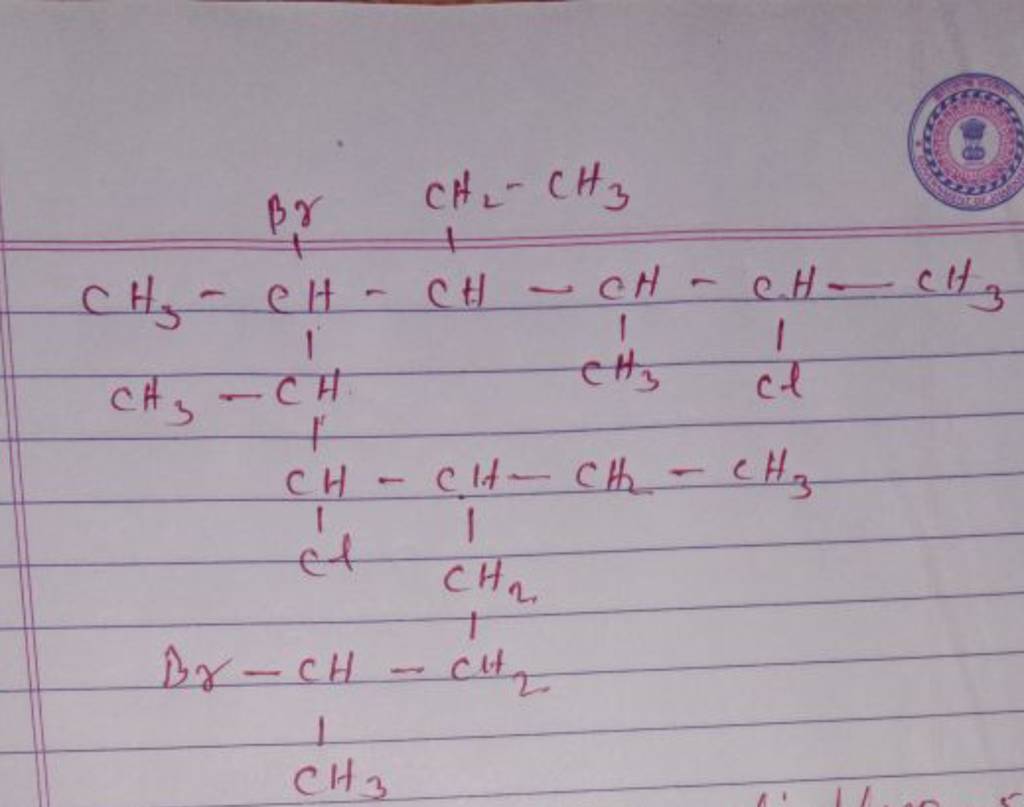 Br CH-CH- CH₂- CH 3 CH -CH-CH-CH3 CH3-CH CH cl ल CH - CH CH - CH ། CH-CH-..