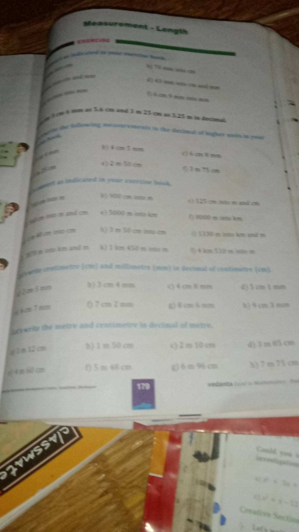47mm 1m 12 cm Measurem -Length EXERCISE in decimal gher b) 4 cm 5 mm c6mm..