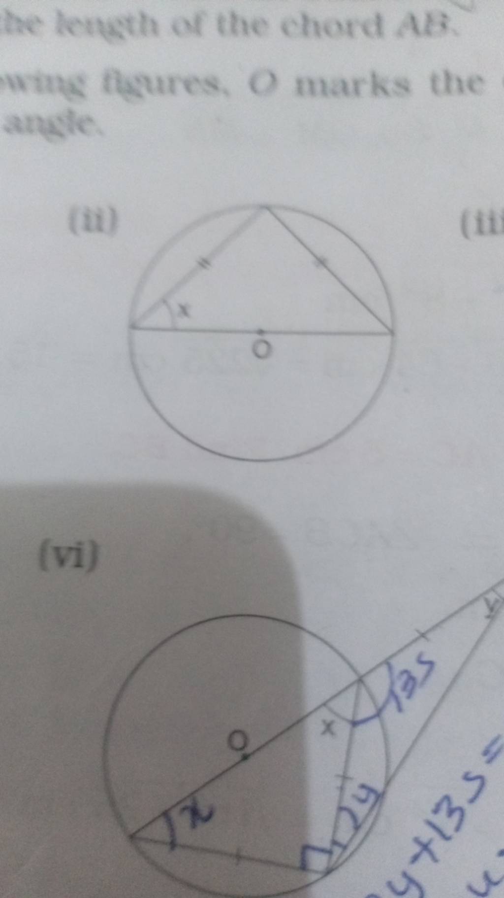 the length of the chord AB. wing figures, O marks the angle. (1) (vi) X 4..