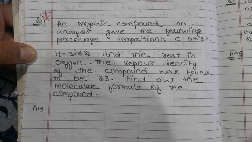 Ans or C analysis bur percentage An organic compound, gave the on followi..
