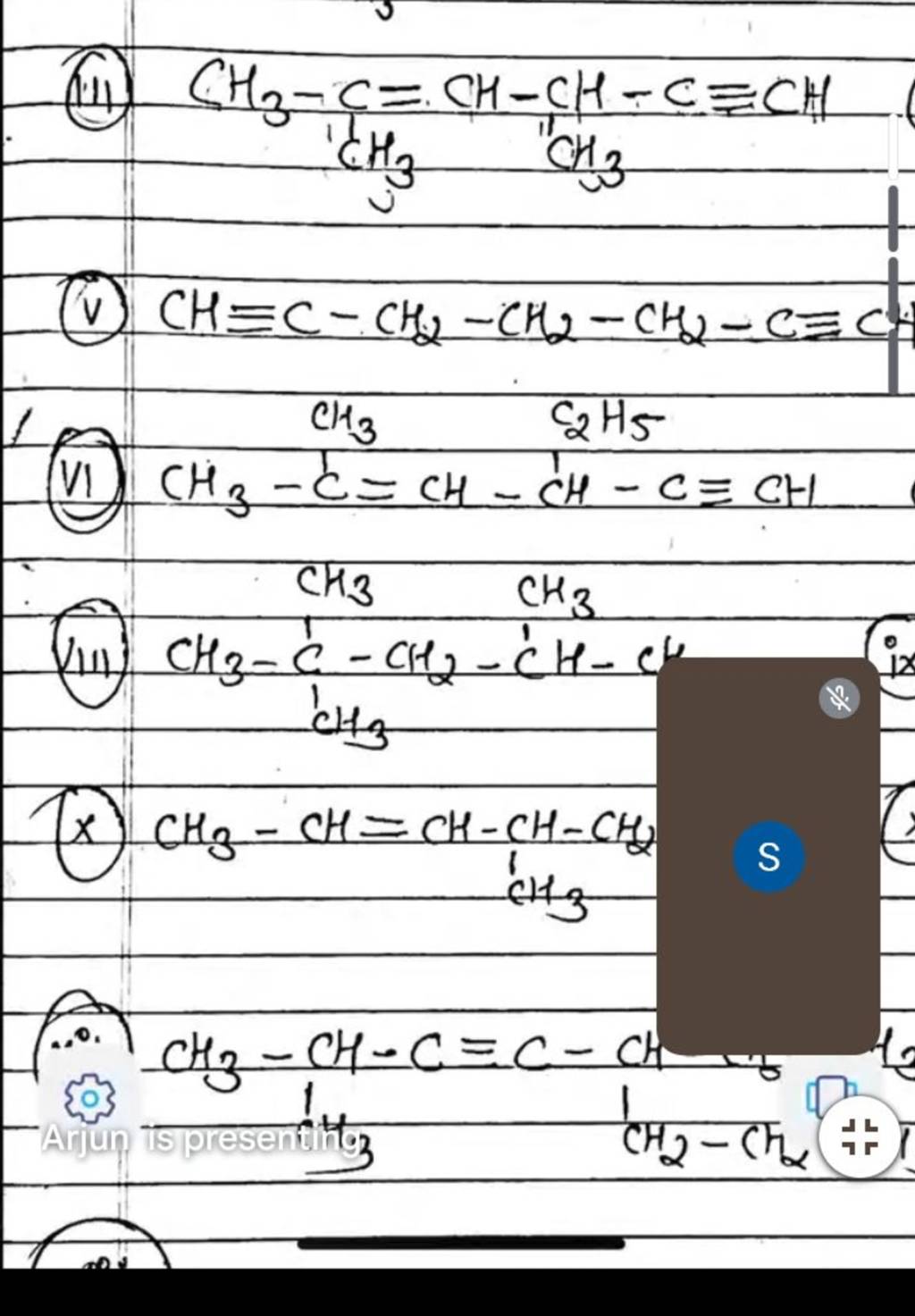 An CHO-SECH-CH-CECH ( "CH3 CH3 V CH=C-CH2-CH2-CH2-C=CH CH3 VI) CH, - C=CH..