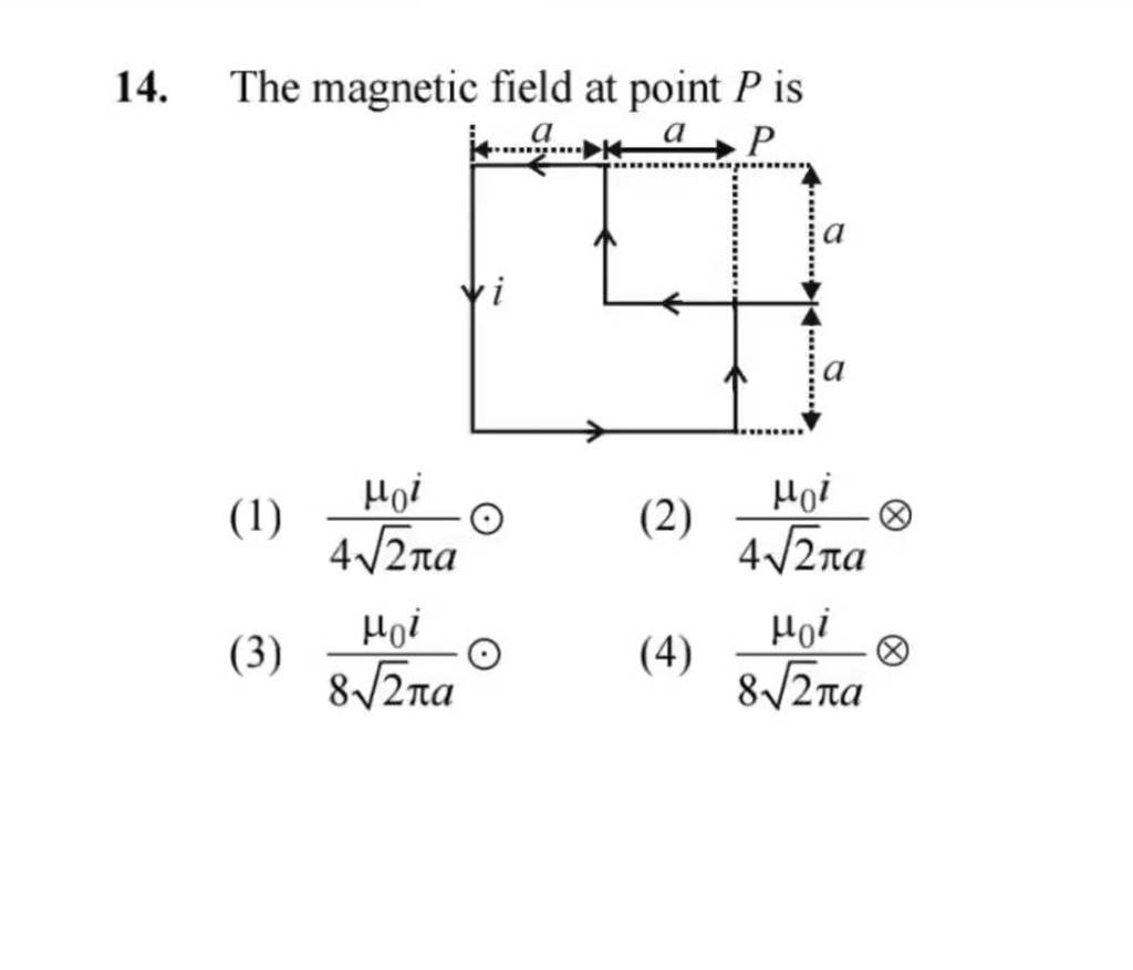 The magnetic field at point P is α aP μοι μον (1) (2) 4.Σπα 4.Σπα μον μου..