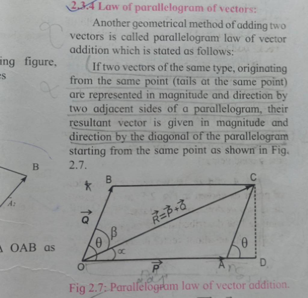 C ing figure, ES A2 B 2.3.4 Law of parallelogram of vectors: Another geom..