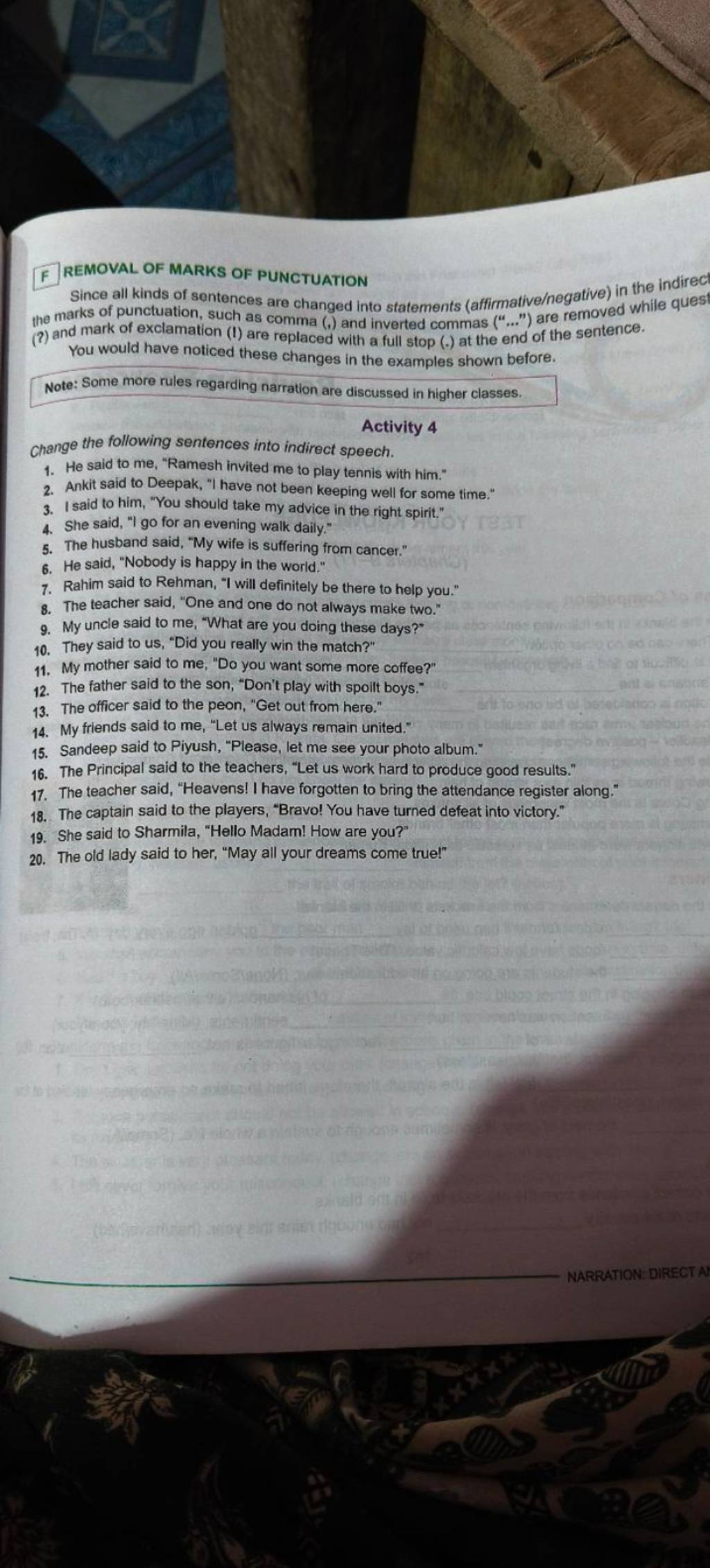 F REMOVAL OF MARKS OF PUNCTUATION Since all kinds of sentences are change..