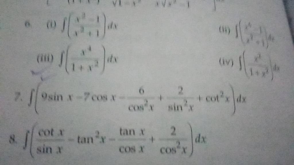 (D) (iii) (iv) 6 2 9sin x-7 cos x cot2x dx cos y sin x cot x tan x-t tan