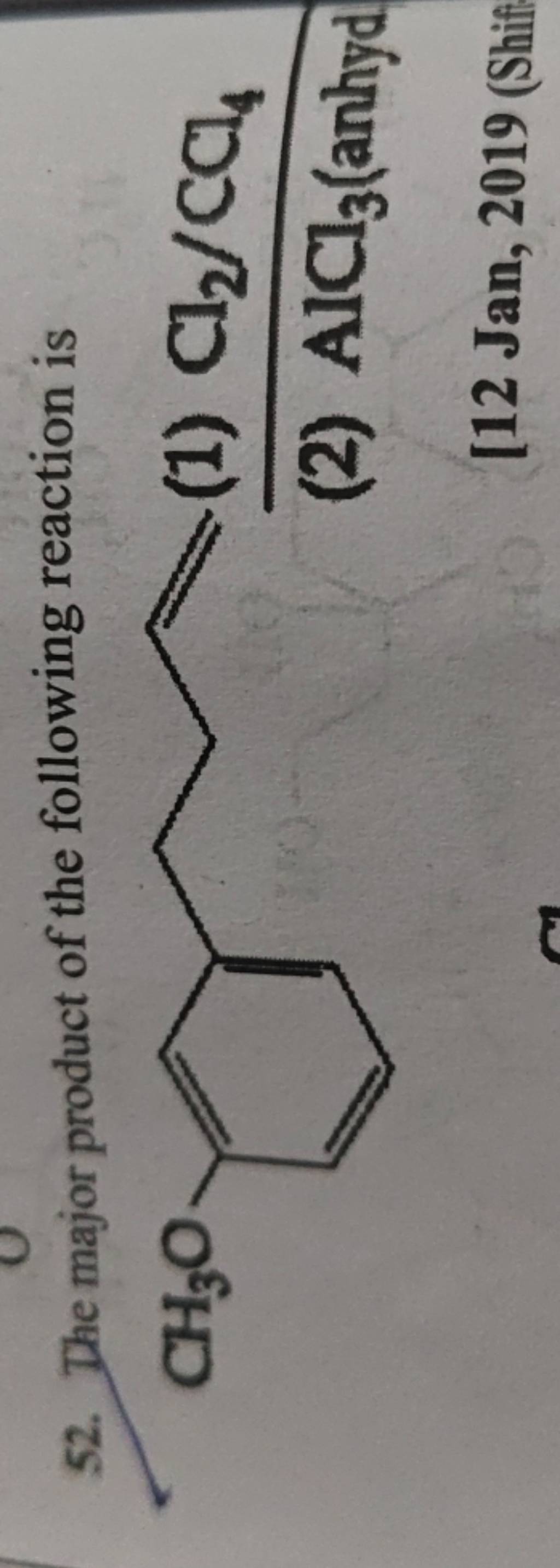 The major product of the following reaction is CH3O (1) Cl₂/CC14 (2) AlCl..