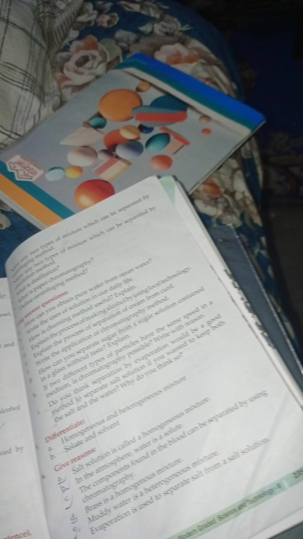 oncel alcohol wed by and any two types of mixture which can be separated