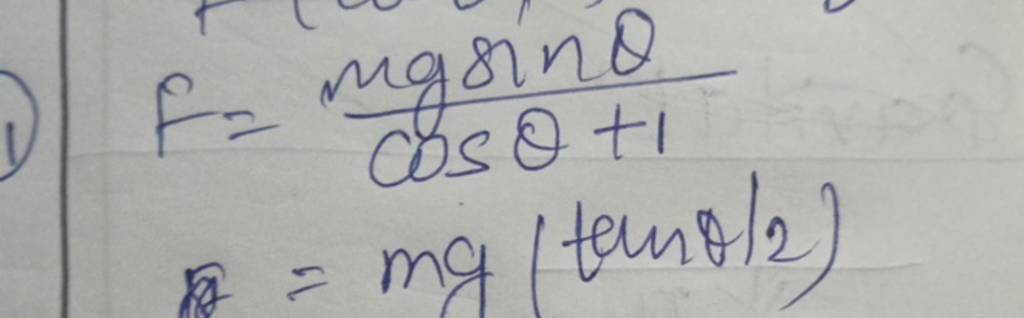 1/ F= masino A = Cos & ti mg (tend/2) | Filo