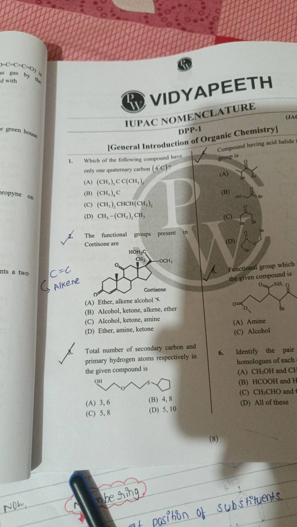 -C-C-C-O) Ed with ss gas by the P er green house VIDYAPEETH IUPAC NOMENCL..