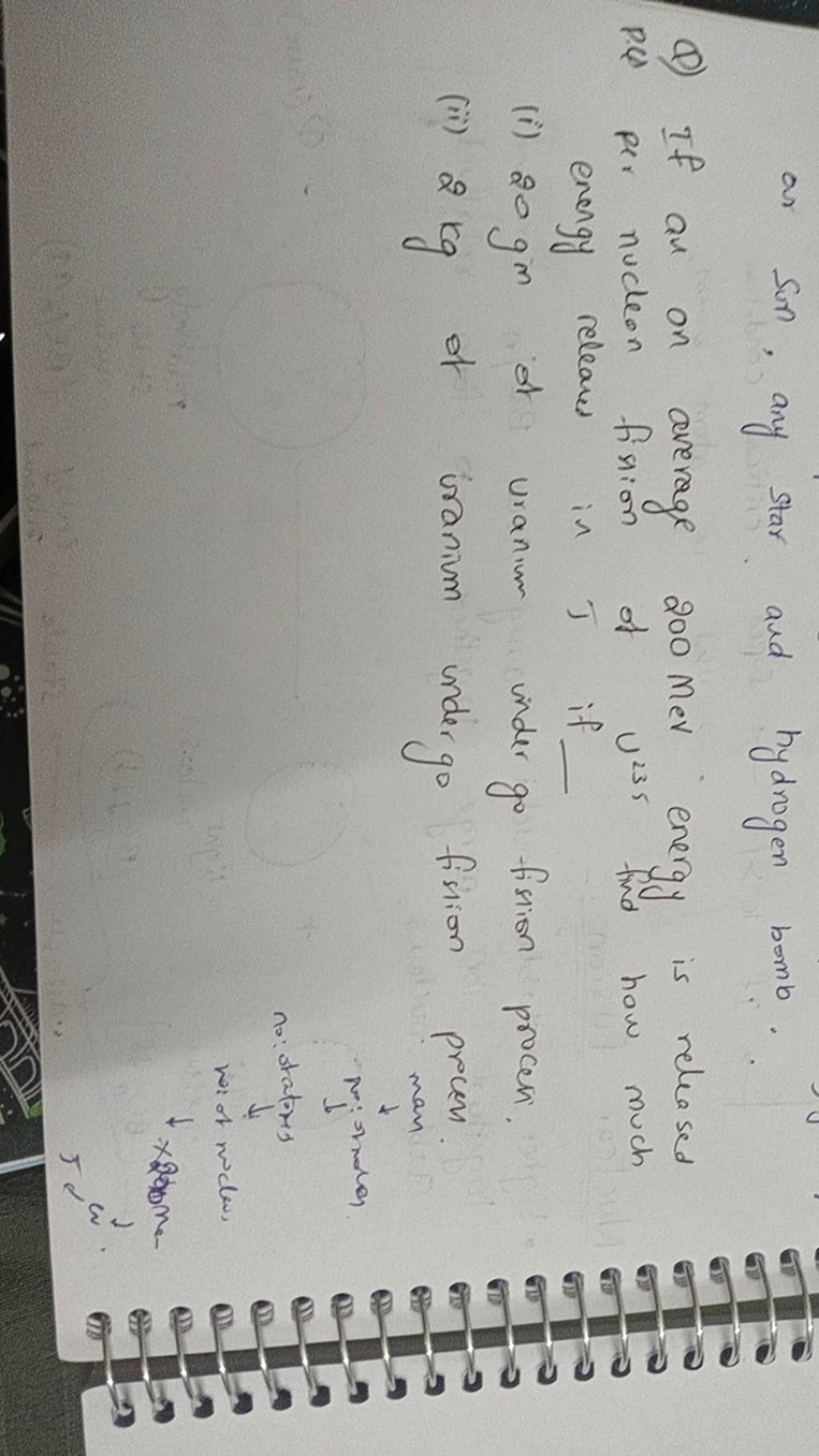 Sun i: any any Star and hydrogen bomb If an P per nucleon on average 200