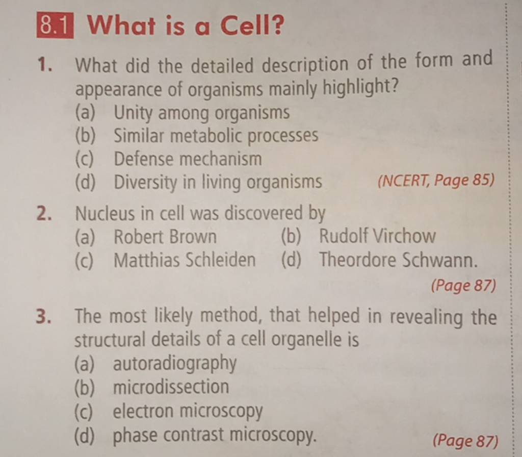 8.1 What is a Cell? What did the detailed description of the form and app..