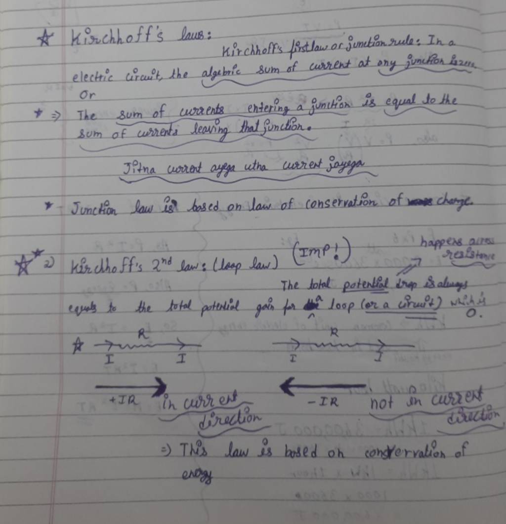 Kirchhoff's laws: Kirchhoff's first law or junction rule. In a junction z..