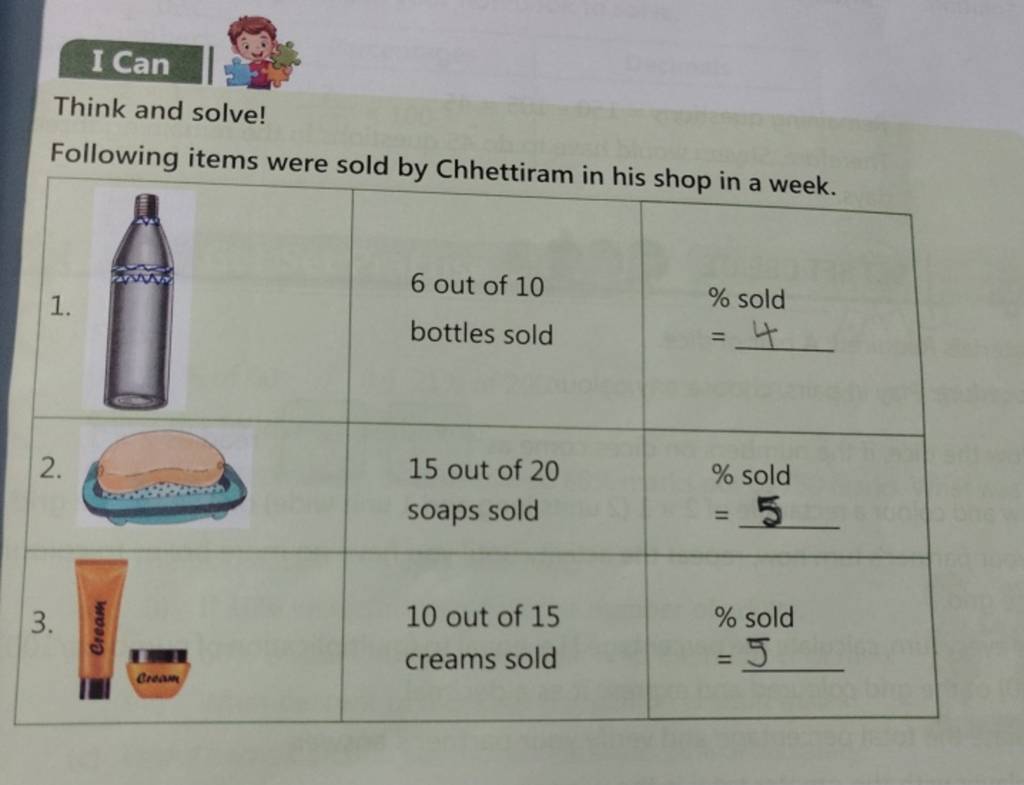 I Can Think and solve! Following items were sold by Chhettiram in his sho..