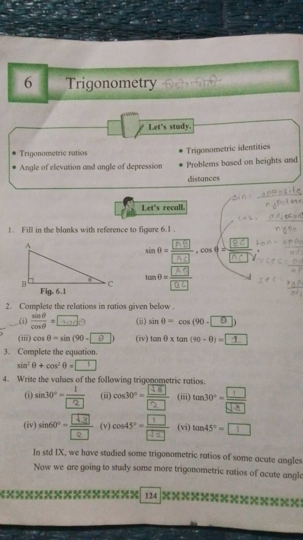 6 Trigonometry istorant • Trigonometric ratios Let's study. Angle of elev..