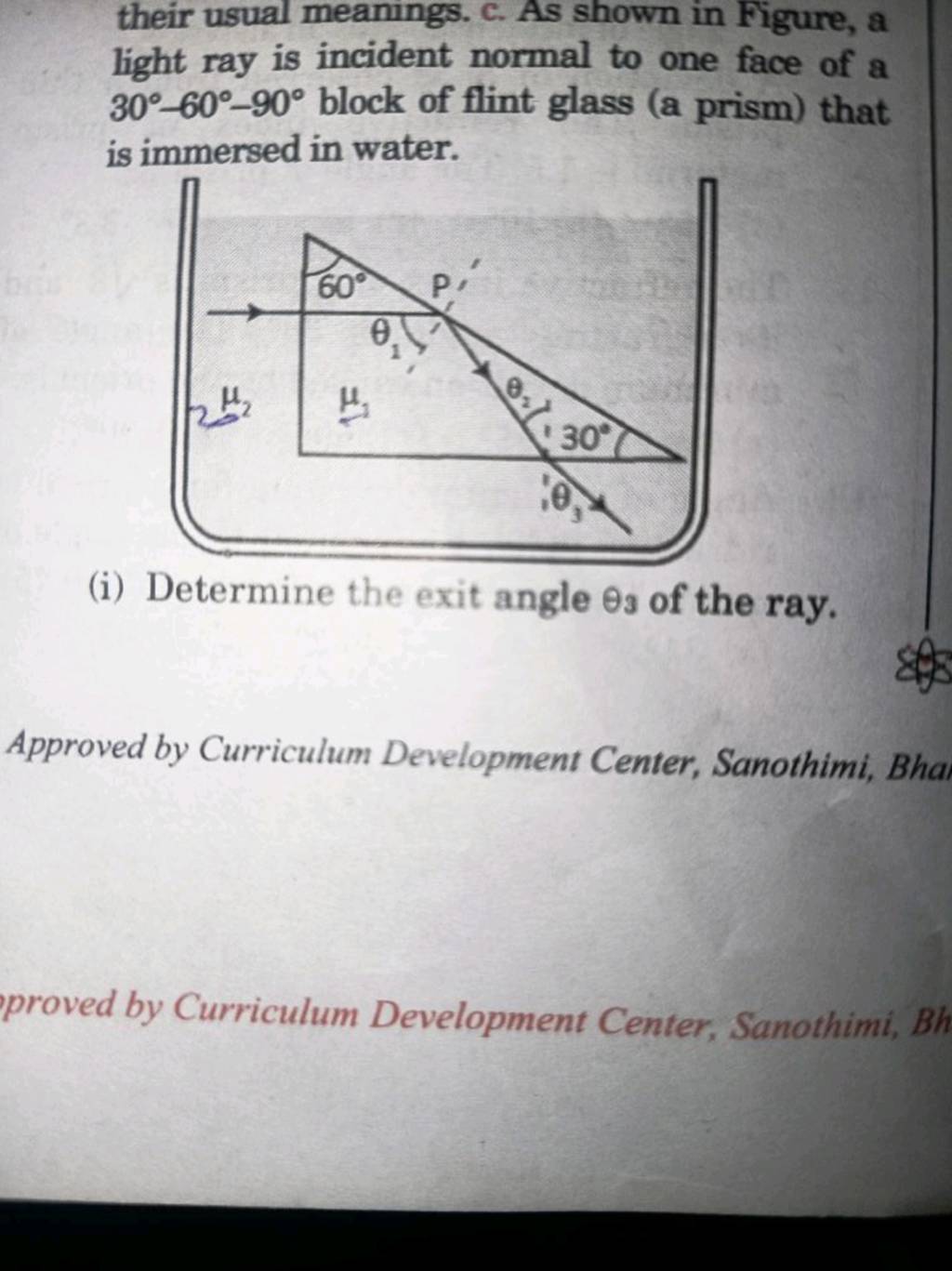 their usual meanings. c. As shown in Figure, a light ray is incident norm..
