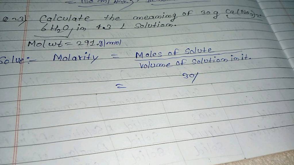 23 meaning of the ノ Solution зод Ca (No.) Calculate 6420 in 4.3 Molwt=291..