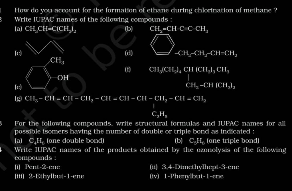 How do you account for the formation of ethane during chlorination of met..