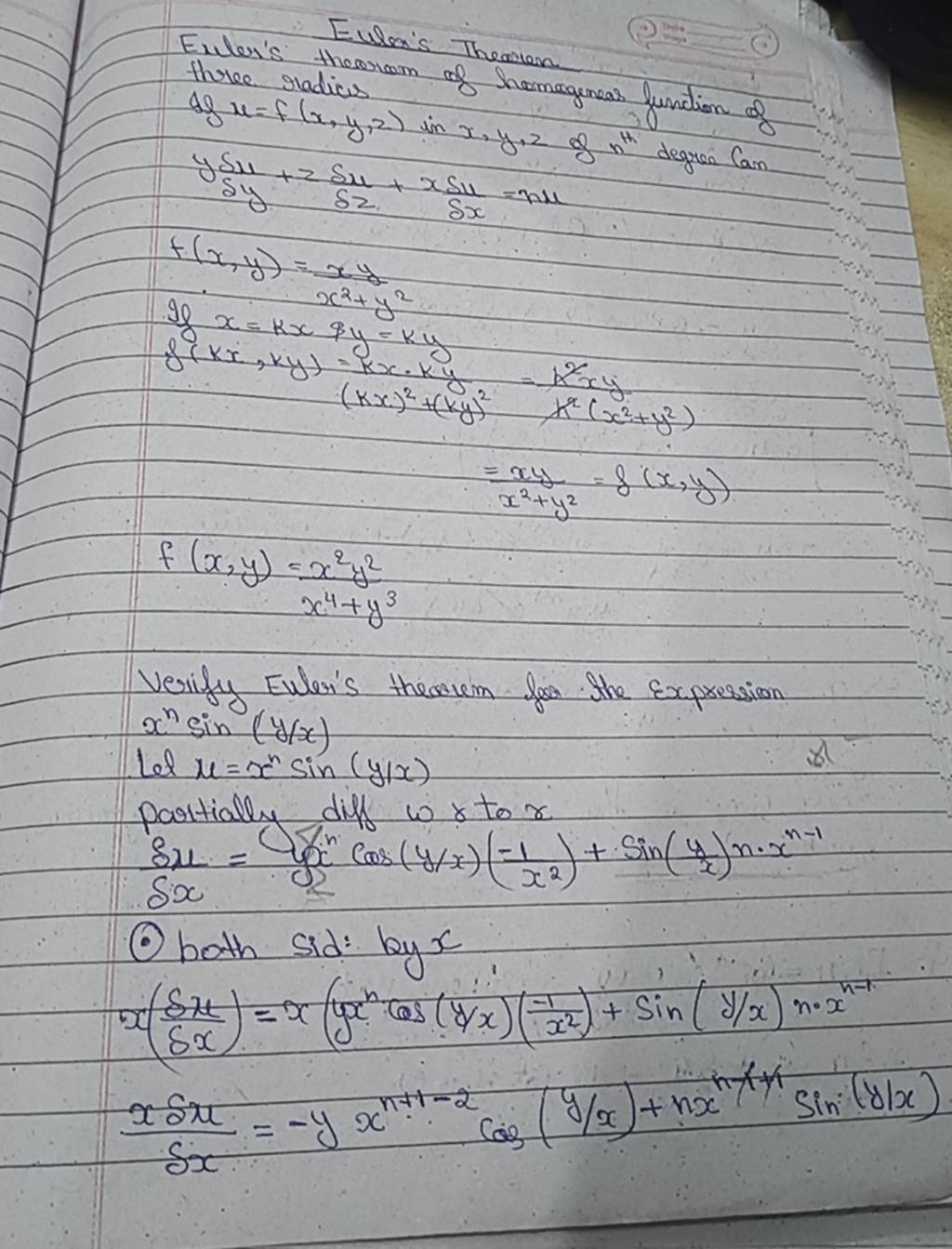 Eulo's Thearen Euler's theoram of homageness funcion of three radicis Ich..