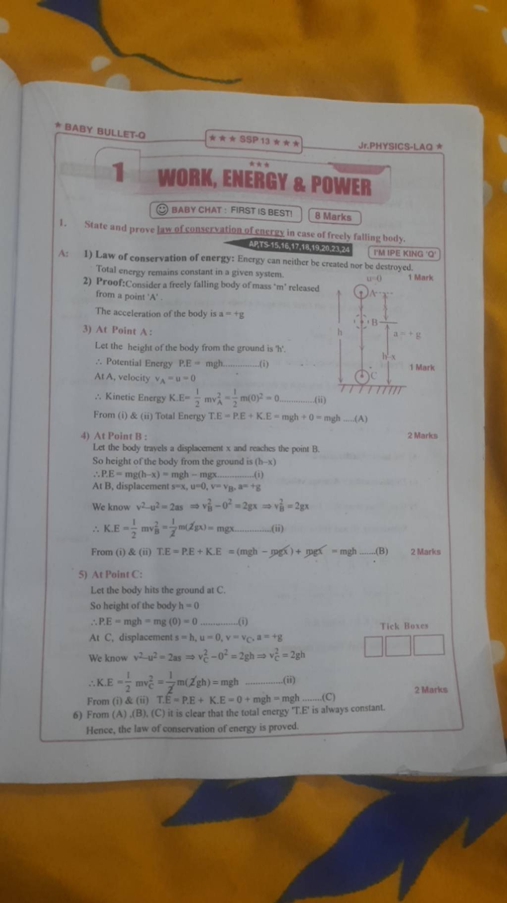 BABY BULLET-Q 1 SSP 13 Jr.PHYSICS-LAQ⭑ WORK, ENERGY & POWER BABY C..