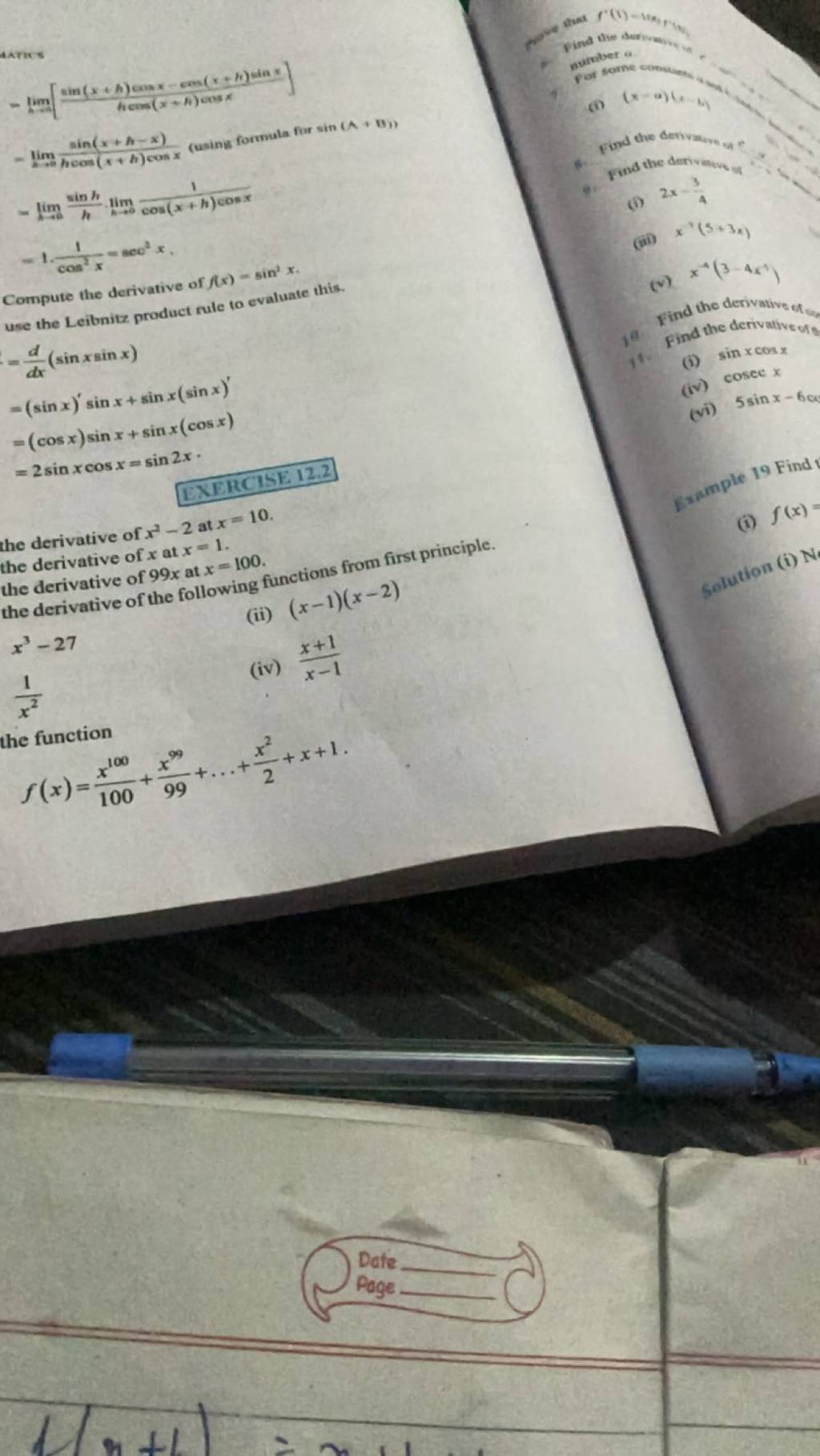 MATICS -lim lim hcos(xh) sin(x+h-x) cos(xh)cos x (using formula for sin
