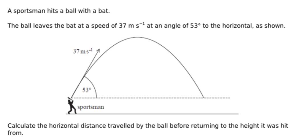A sportsman hits a ball with a bat. The ball leaves the bat at a speed of..