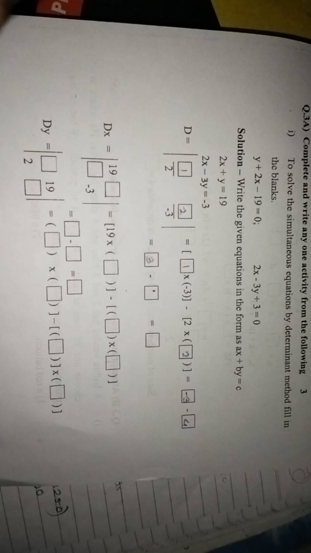 d Q.3A) Complete and write any one activity from the following i) To solv..