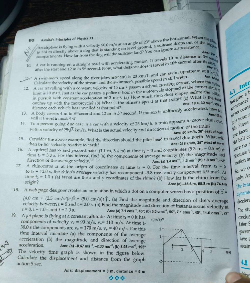 90 Asmita's Principles of Physics XI 9820 An airplane is flying with a ve..