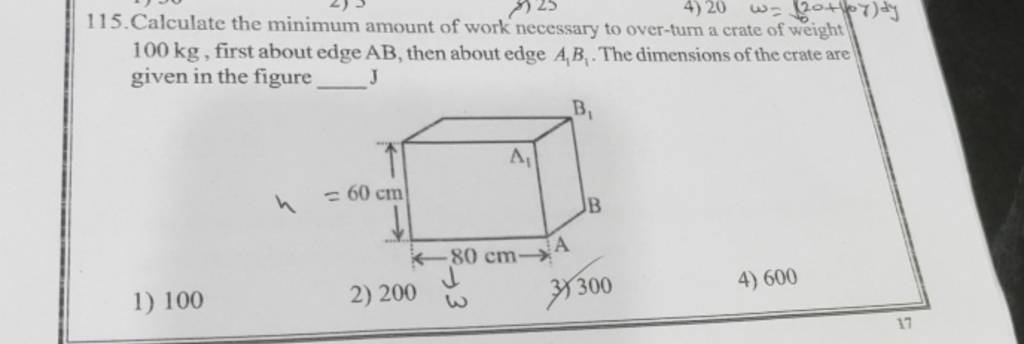 4)20 w= (20+107) dy 115.Calculate the minimum amount of work necessary to..