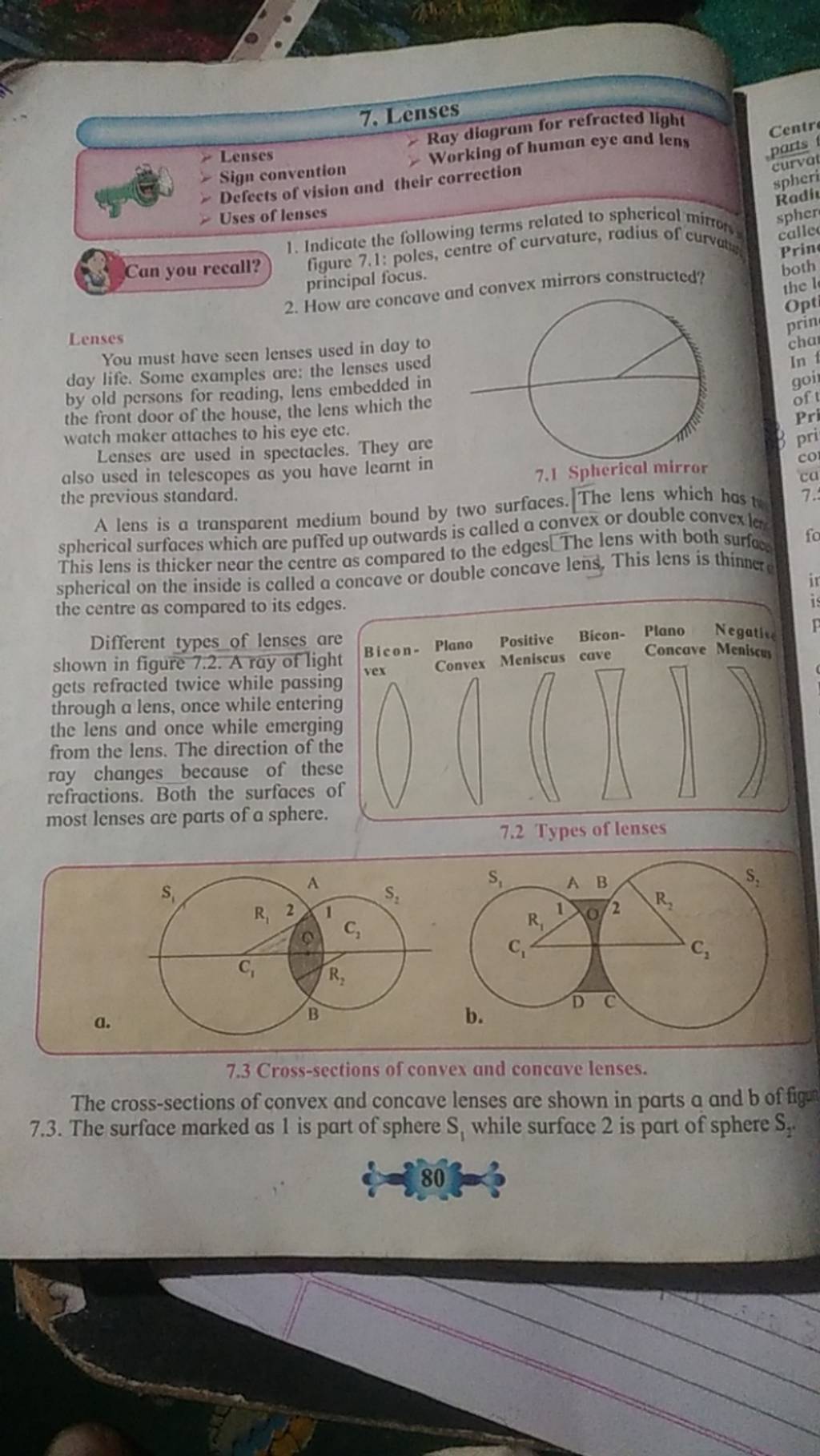 Lenses Lenses Lenses Sign convention Defects of vision and Uses of lens..