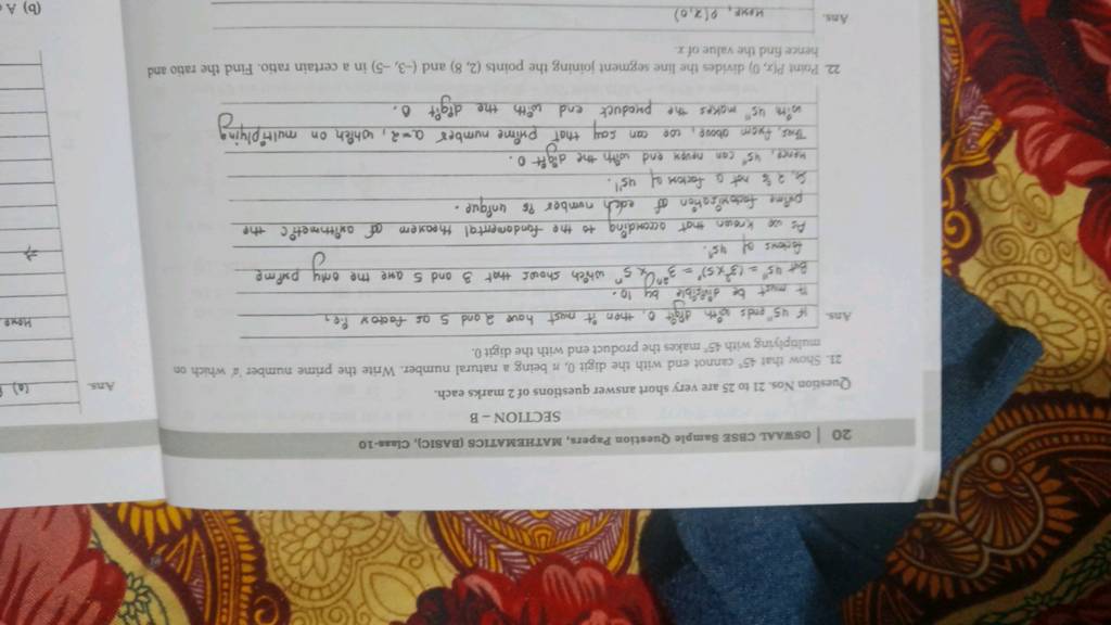 20 OSWAAL CBSE Sample Question Papers, MATHEMATICS (BASIC), Class-10 SECT..