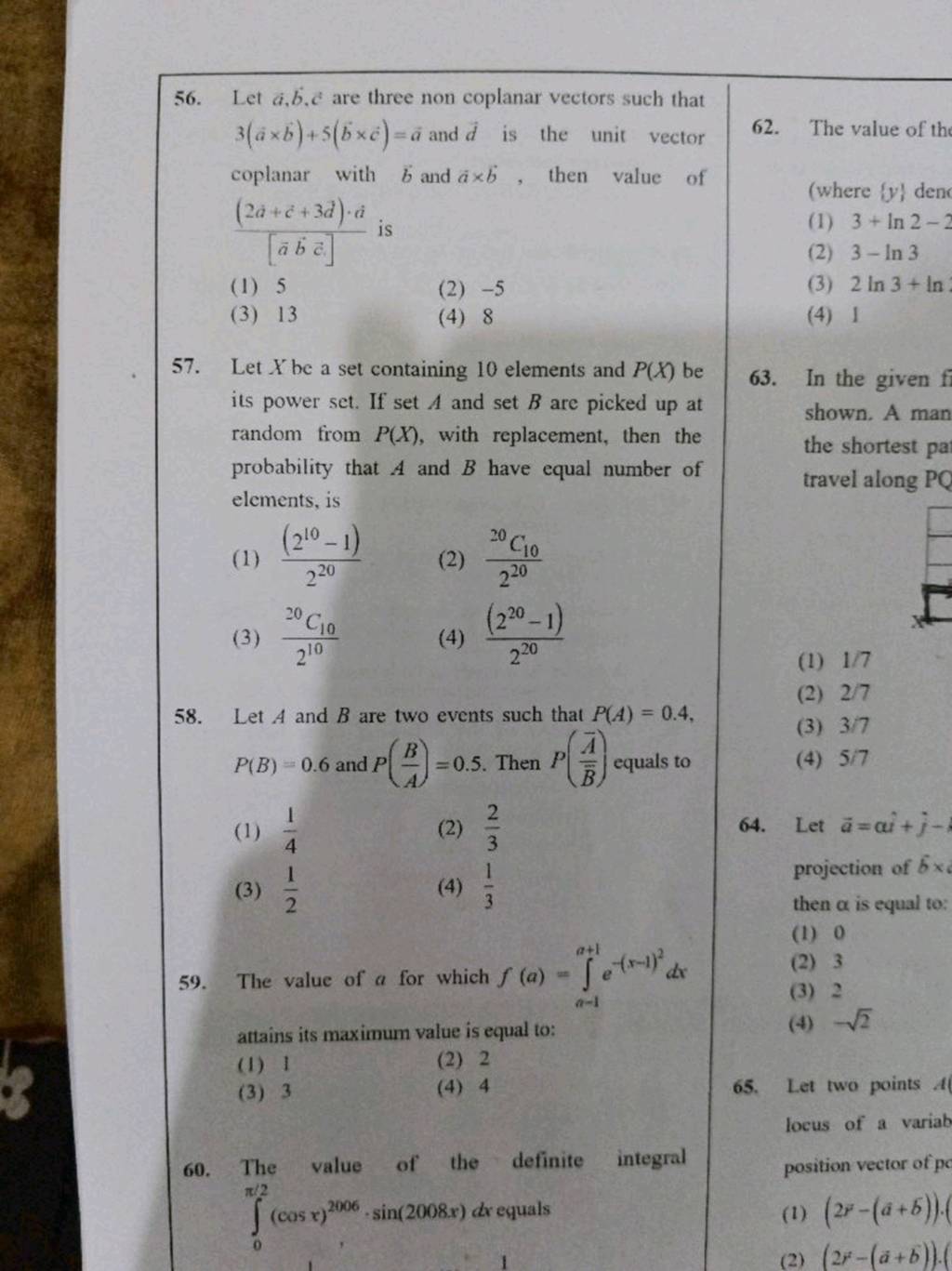 Let a,b,e are three non coplanar vectors such that =a and d is the unit v..