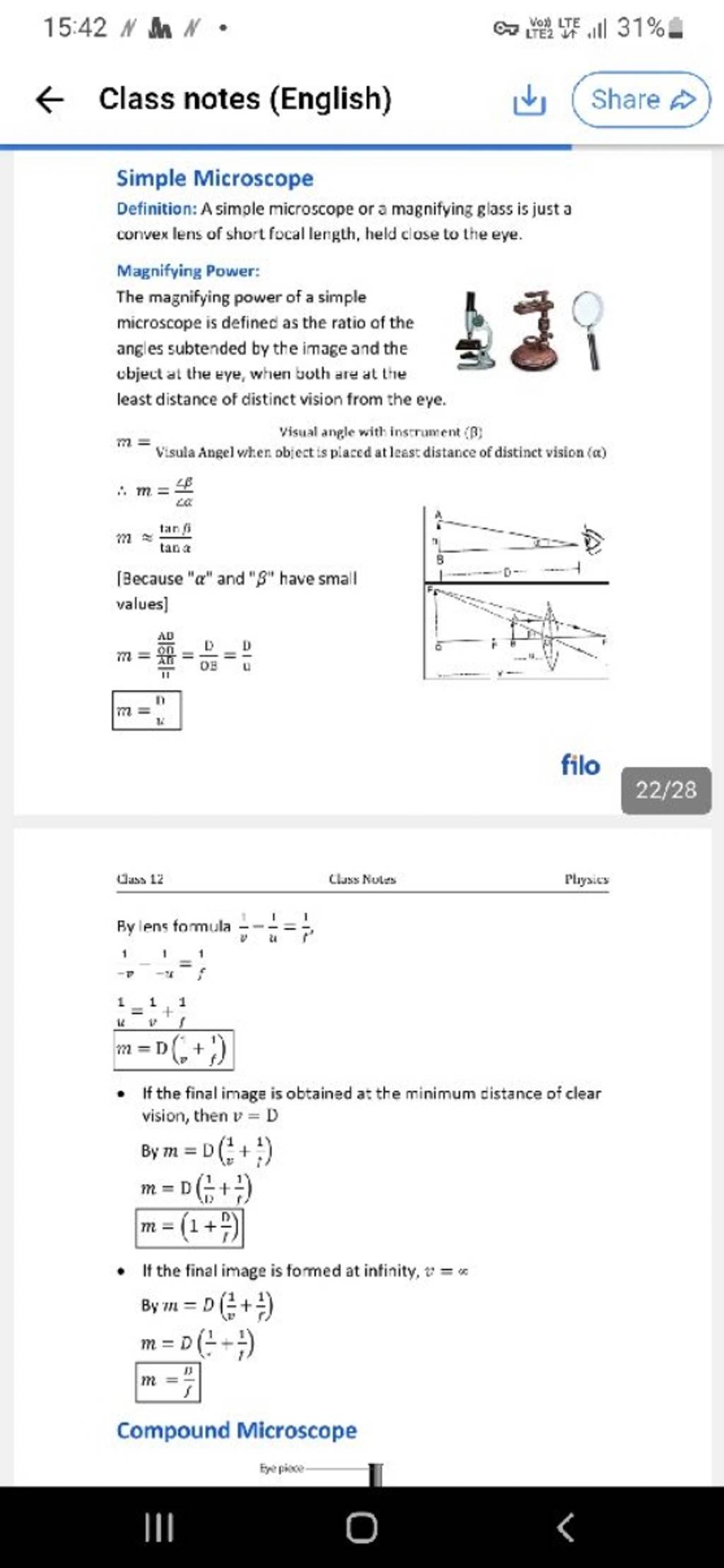 15:42 W M ← Class notes (English) Simple Microscope Vox LTE LTE2 T 31% Sh..