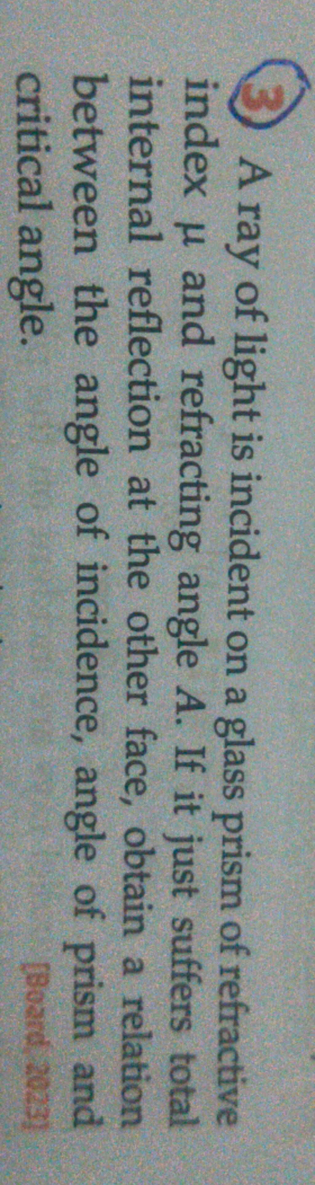 H A ray of light is incident on a glass prism of refractive index μ and r..