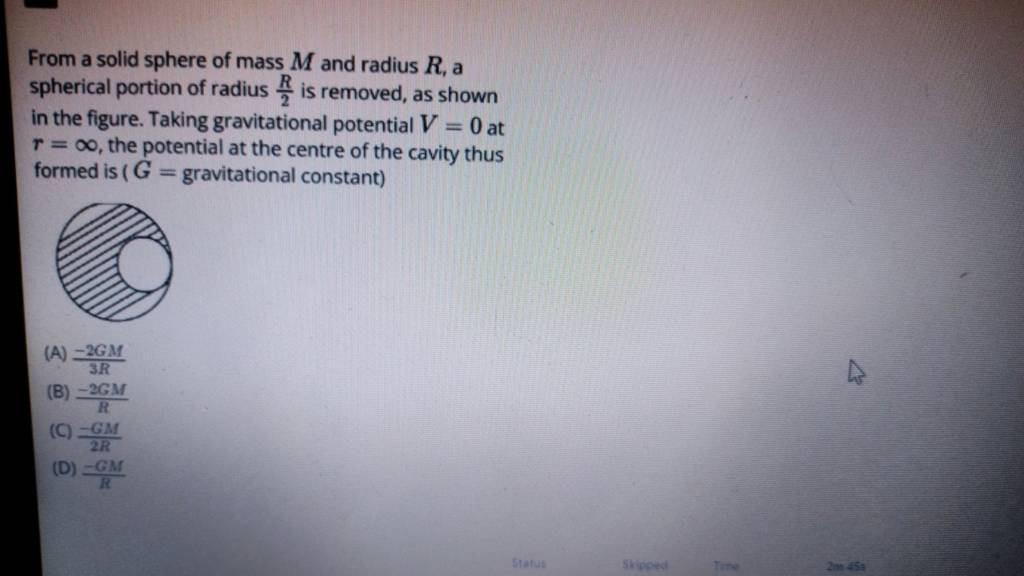 From a solid sphere of mass M and radius R, a spherical portion of radius..